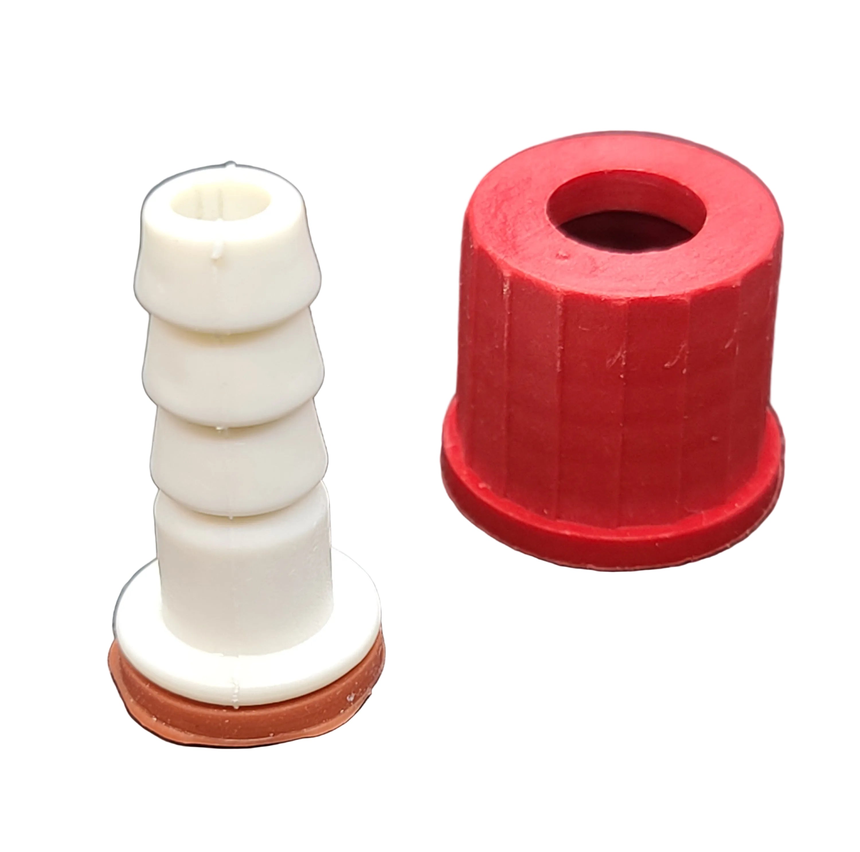 GL18 Hose Barb, Straight with Cap, PBT Plastic